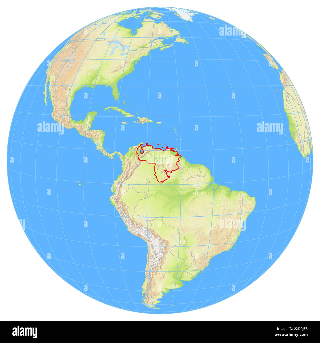 View of the Earth from space showing the location of the country ...