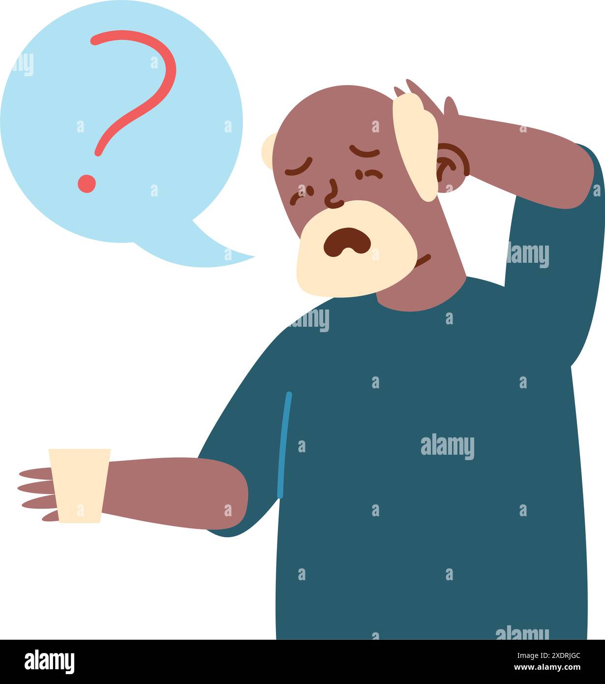 confused grandfather and trying remember isolated Stock Vector Image ...