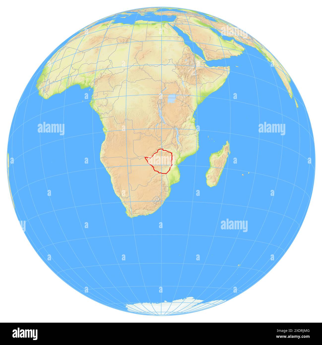 View of the Earth from space showing the location of the country ...