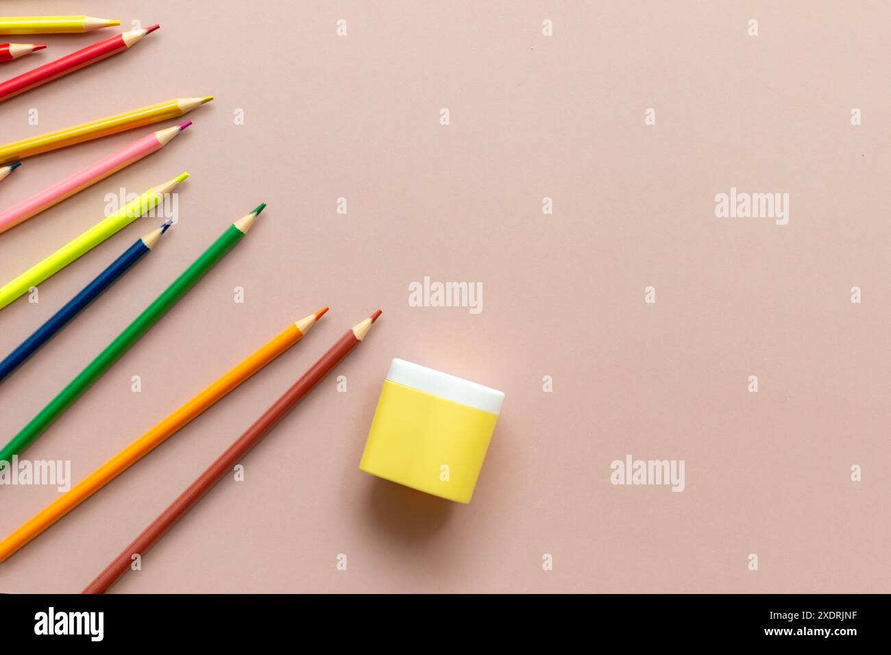 Bright school supplies on plain background. Assortment of colorful ...