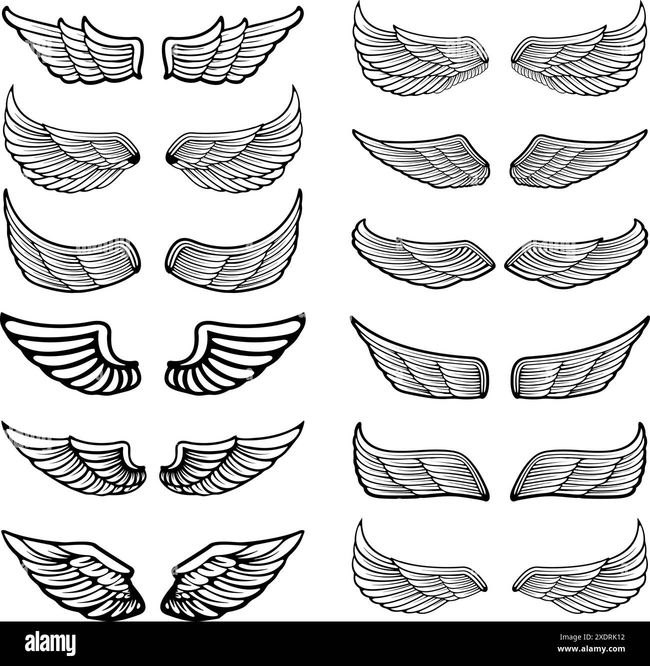 Set of vintage wings isolated on white background. Design element for ...