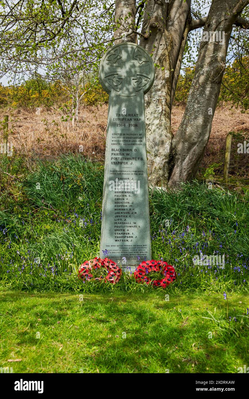 Village war memorial Applethwaite Underskiddaw near Keswick Cumbria ...