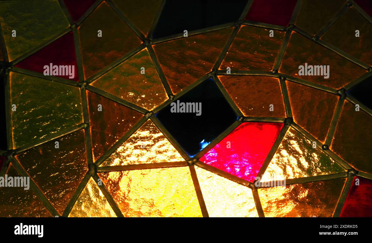 Window with transparent colored glass Stock Photo - Alamy