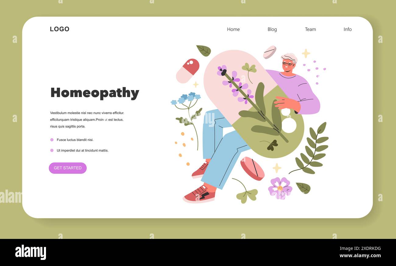Homeopathy Concept A Friendly Figure Explores Plants Symbolizing Alternative Healing Methods