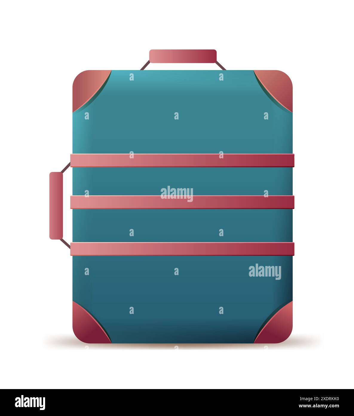 Blue and red suitcase with straps handle and corner protectors modern ...