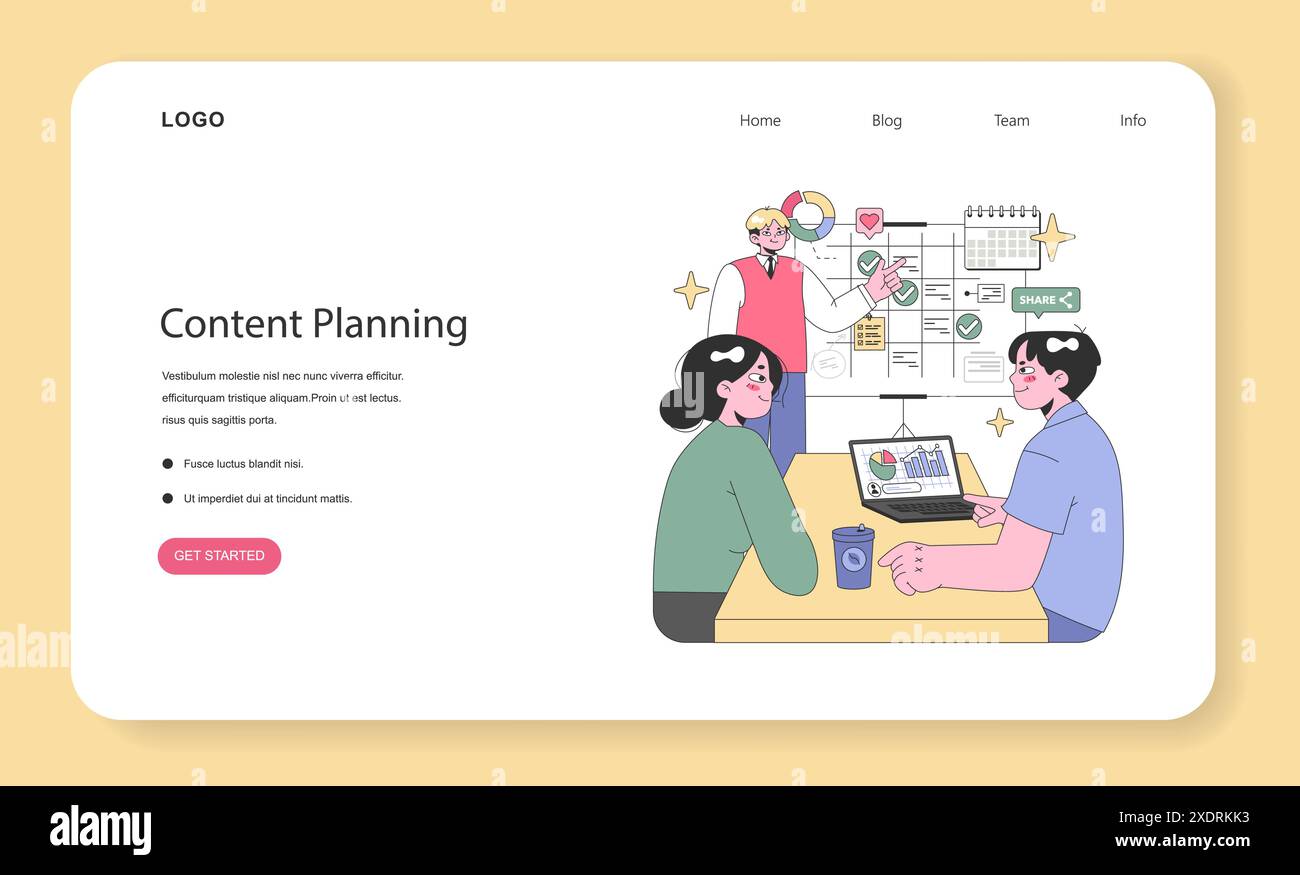 Digital Strategy concept. Team collaborates on content planning with ...