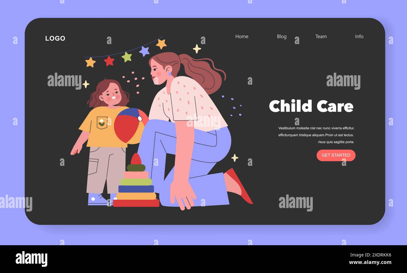 Child Care concept. A nurturing housewife playing with a child, set in ...