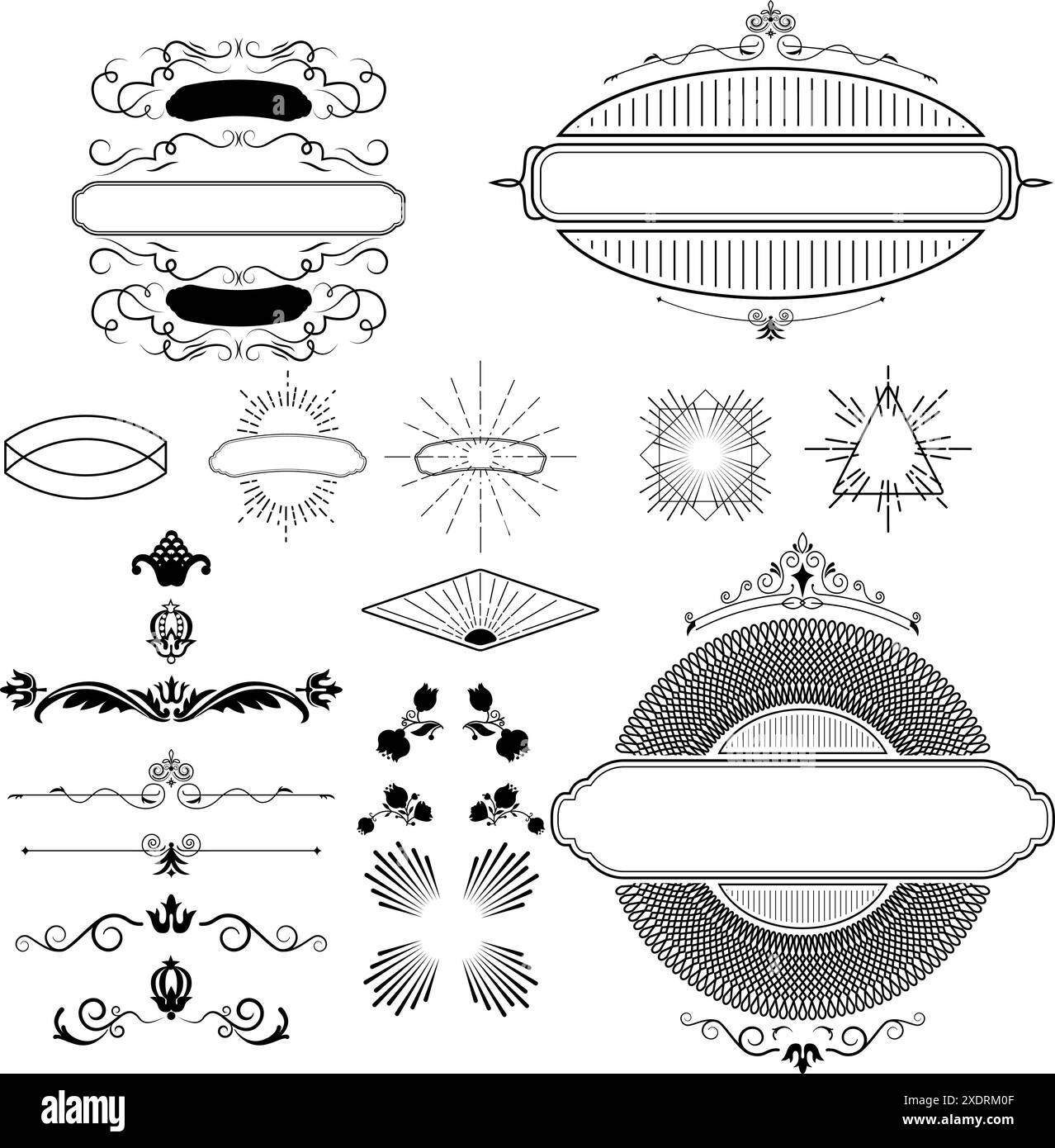 Collection of different vintage frames, templates and design elements ...