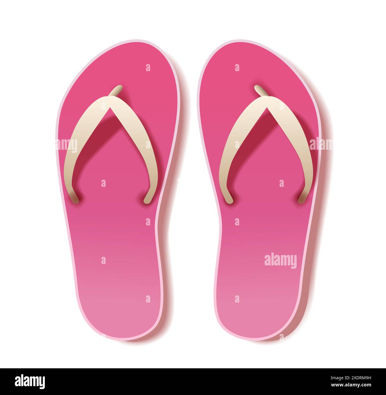 Pink flip flops summer beach footwear isolated on white background ...
