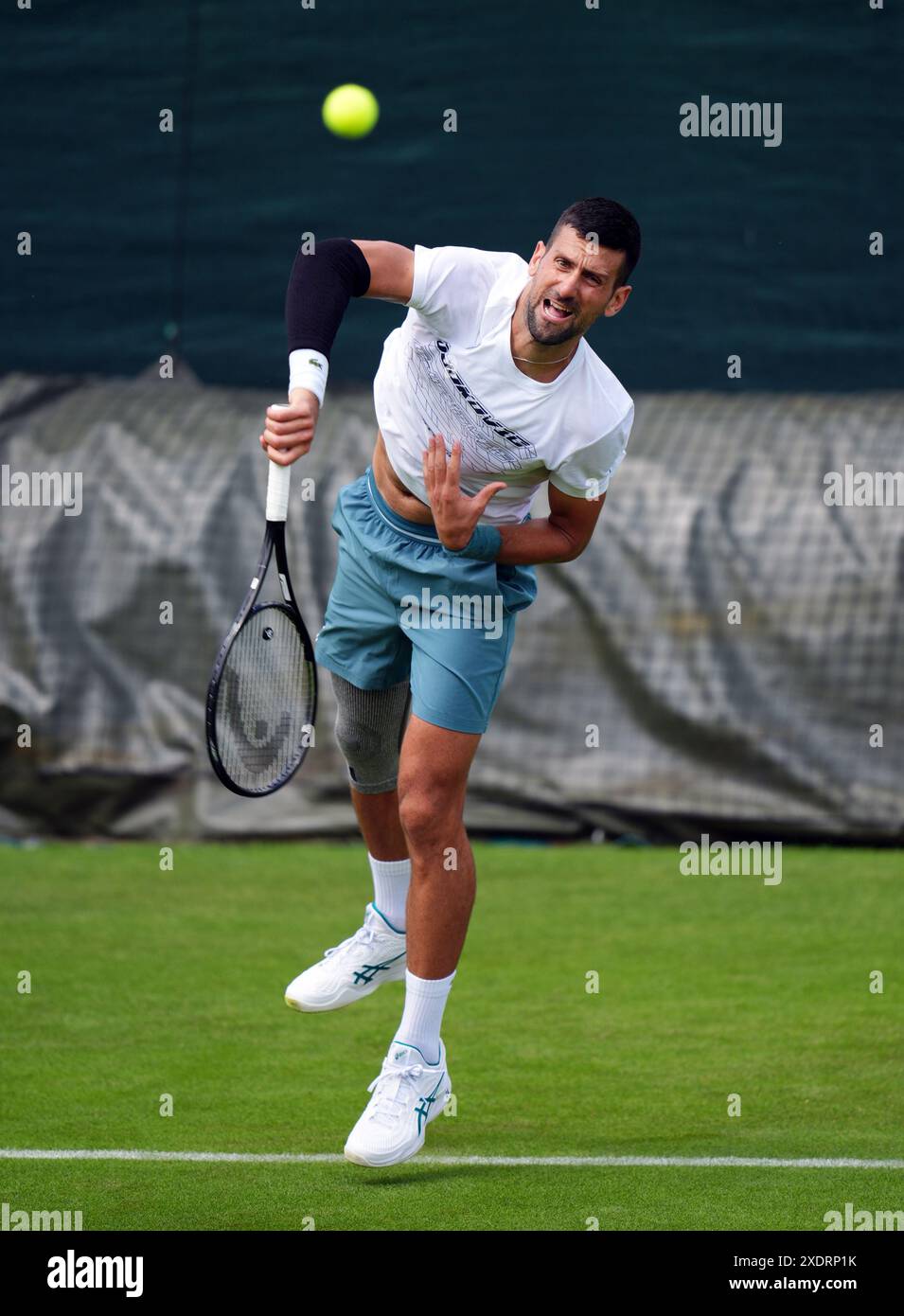 Novak Djokovic during a training session at the All England Lawn Tennis ...