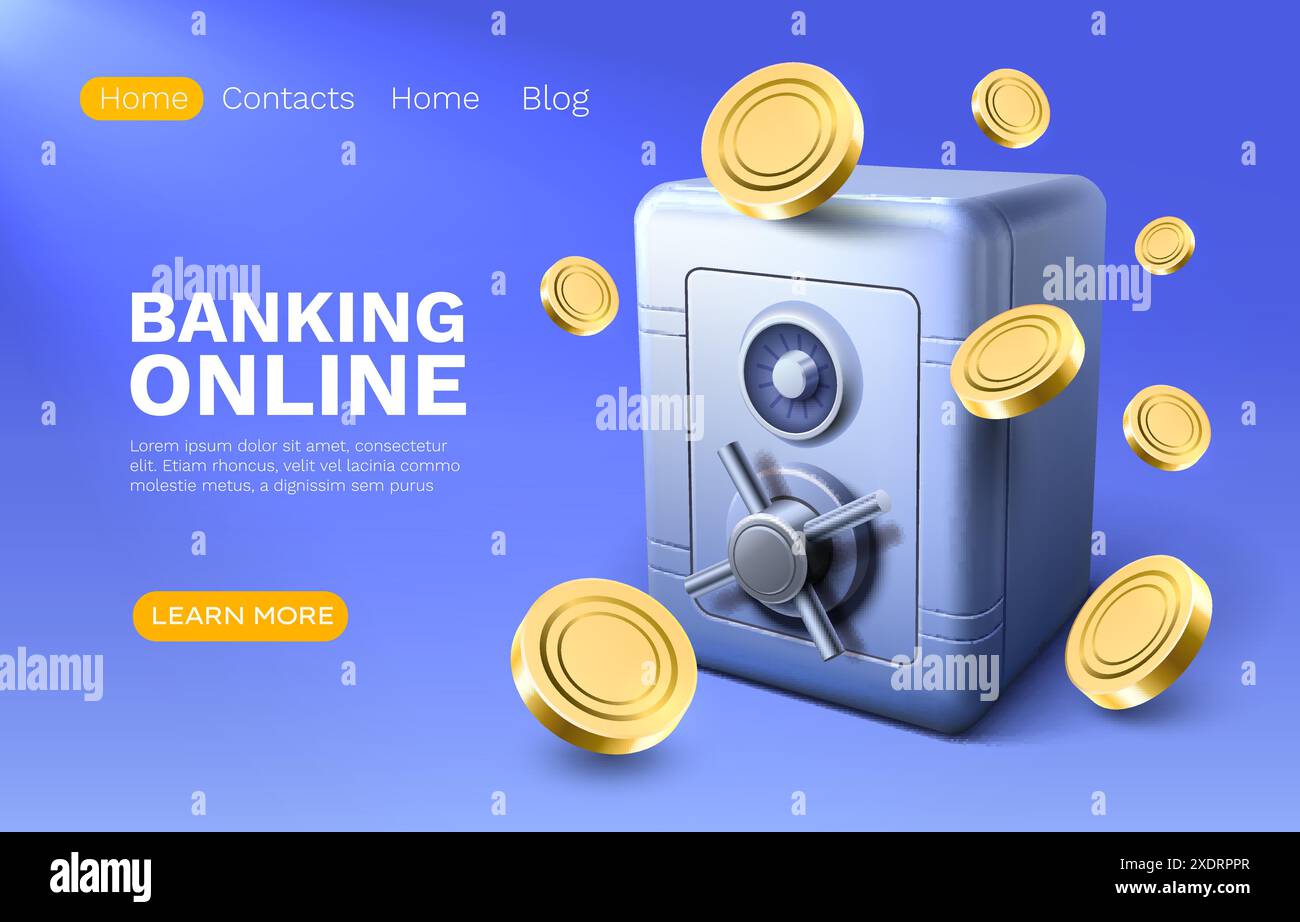 Banking online safe, finance user access, web site landing page. Vector ...