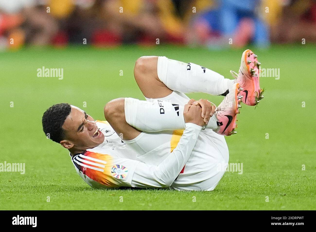 Germany's Jamal Musiala goes down injured during the UEFA Euro 2024 ...