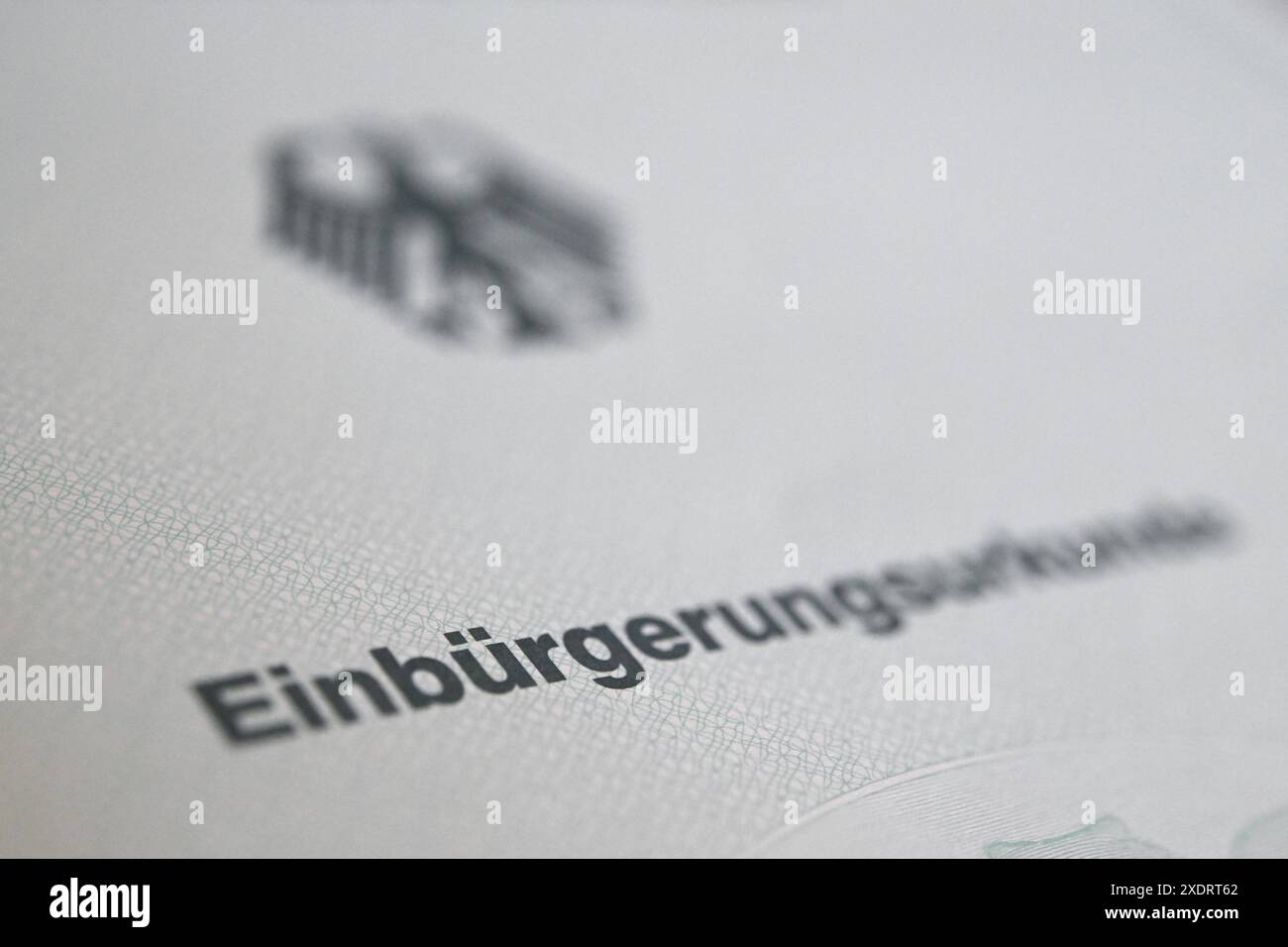 Stuttgart, Germany. 24th June, 2024. A naturalization certificate lies ...