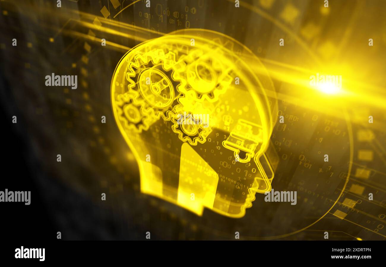 AI head artificial intelligence machine learning symbol digital concept ...