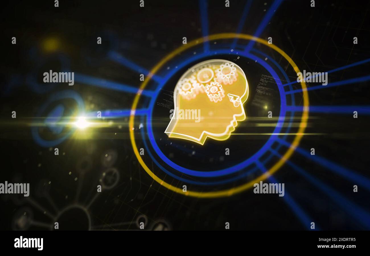 AI head artificial intelligence machine learning symbol digital concept ...