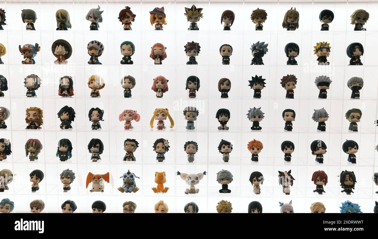 the different popular anime figurines are displayed in shopping mall in ...