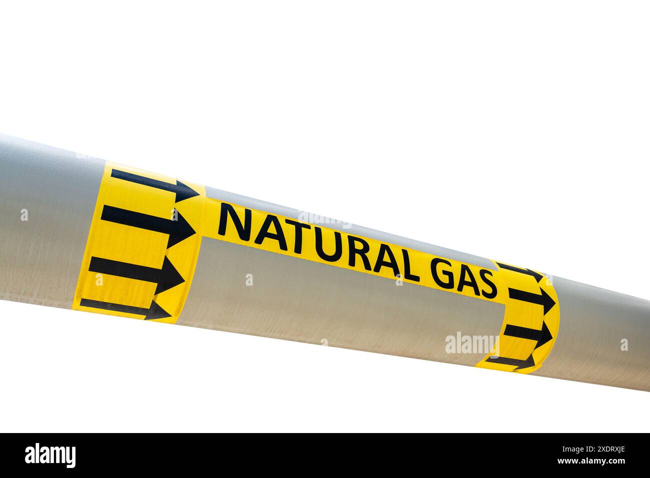 Natural gas pipeline isolated on white background. Pipe with gas flow ...