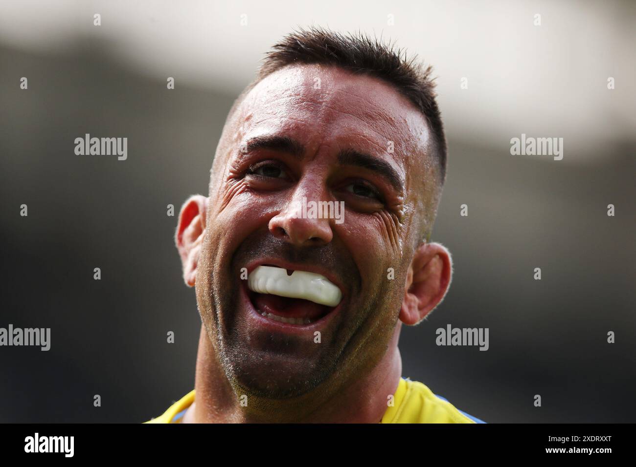 Warrington Wolves' Paul Vaughan reacts during the Betfred Super League ...
