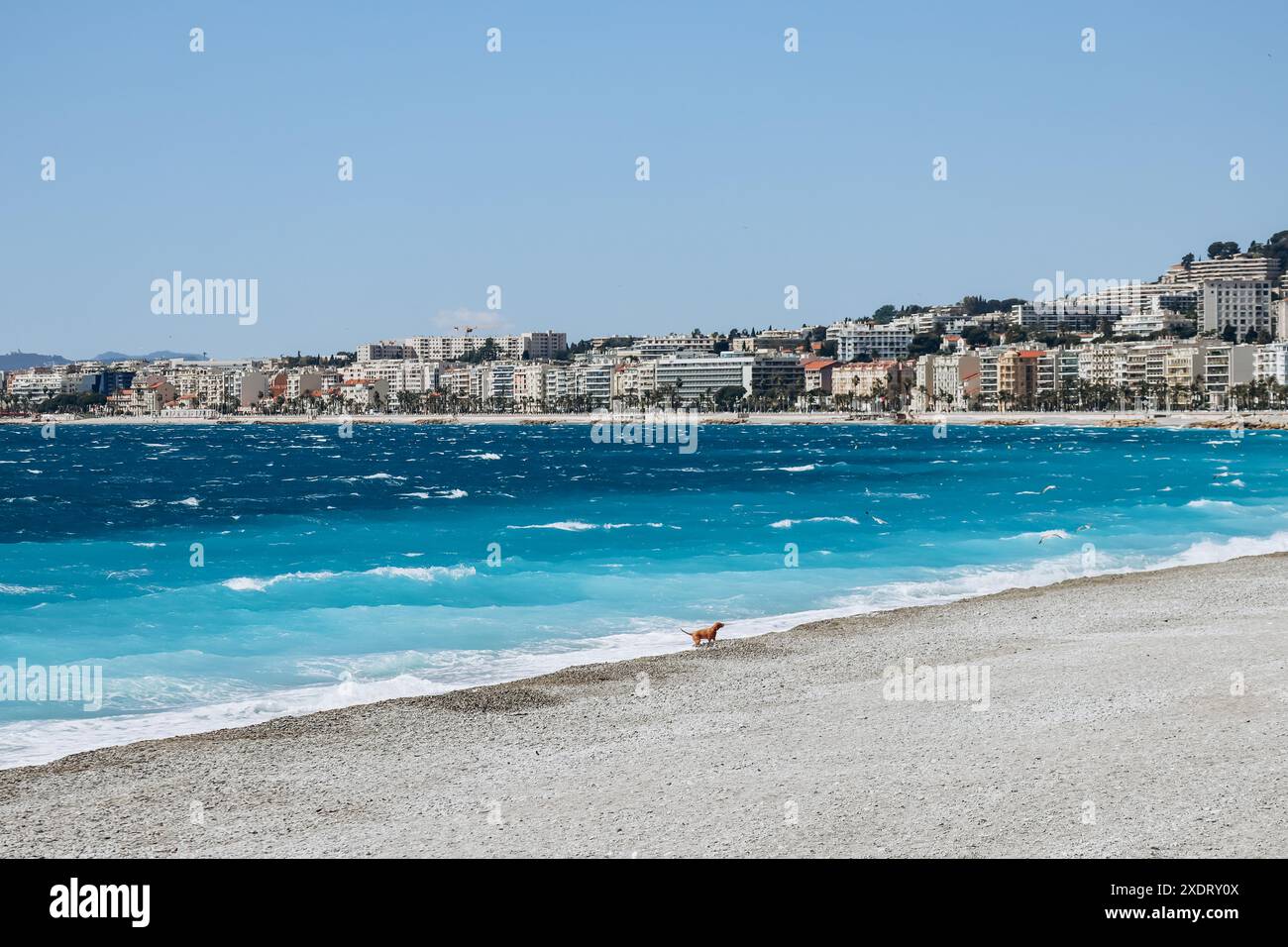Beautiful azure sea in Nice in winter and deserted beaches Stock Photo ...