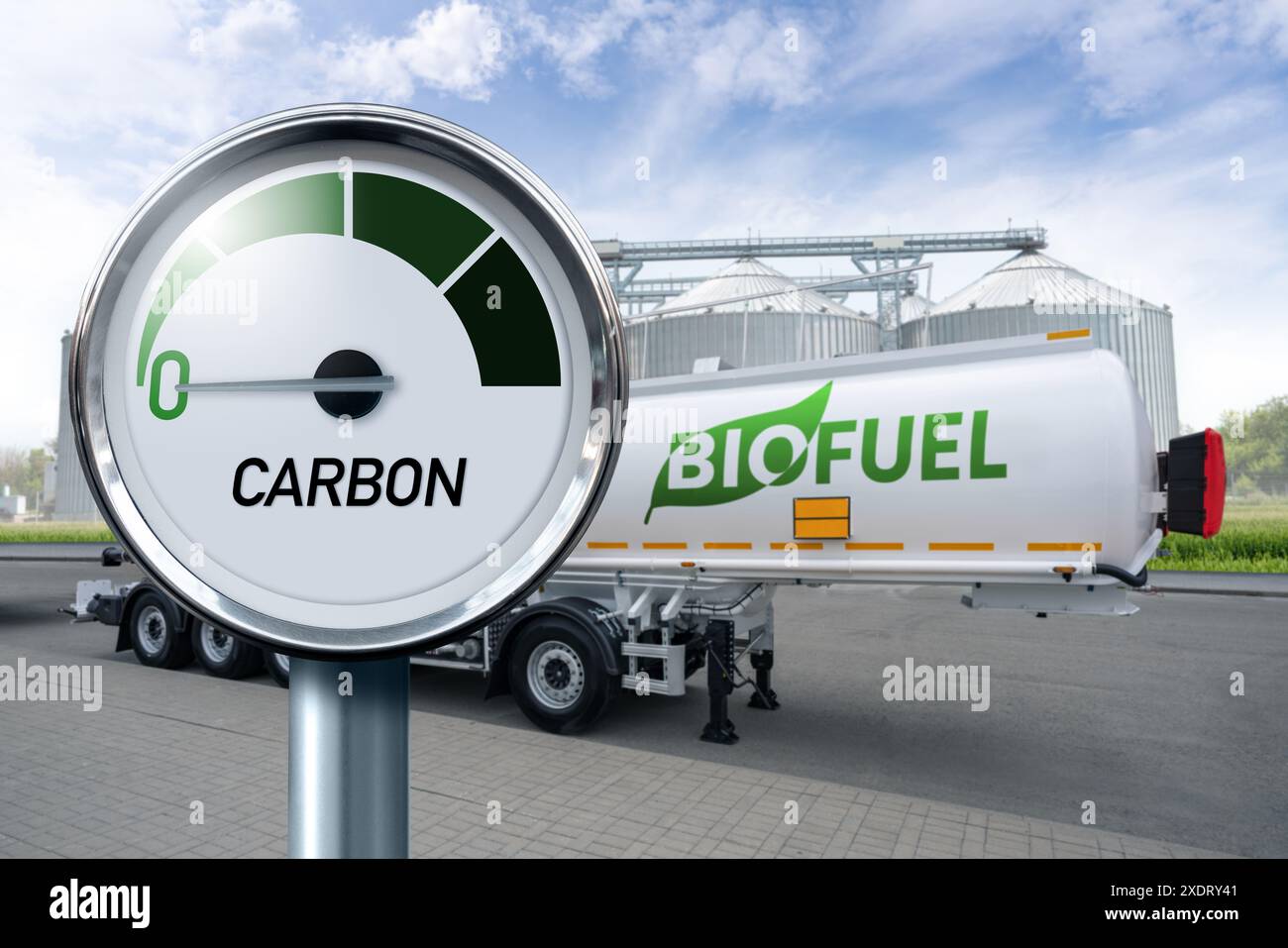 Biofuel tank trailer with gauge. Decarbonization concept Stock Photo ...