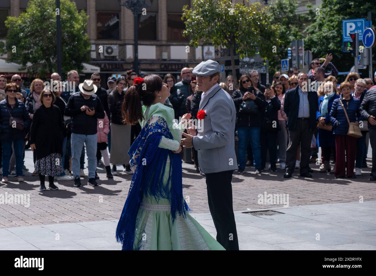 Spanish dancers dancing flamenco dance in the streets of Madrid Spain ...