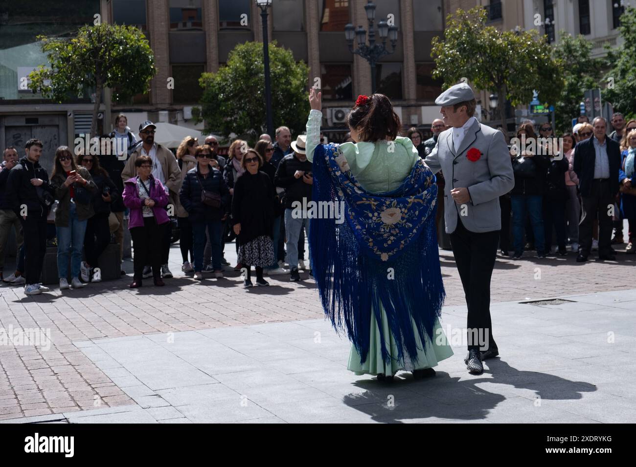 Spanish dancers dancing flamenco dance in the streets of Madrid Spain ...