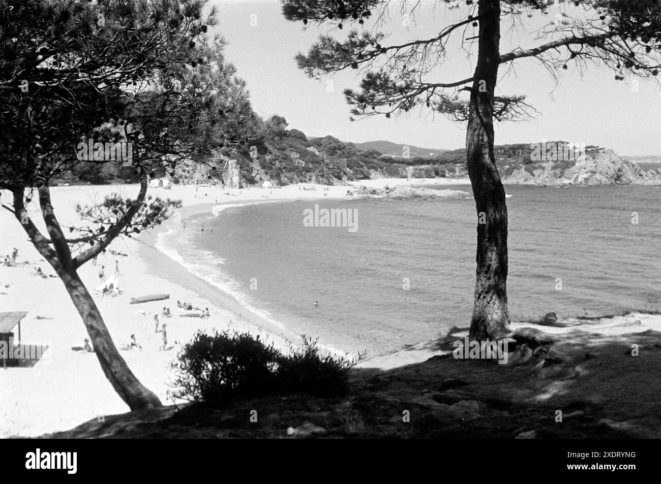 Der Strand Sa Conca bei S'Agaró, Katalonien 1957. Sa Conca beach near S ...