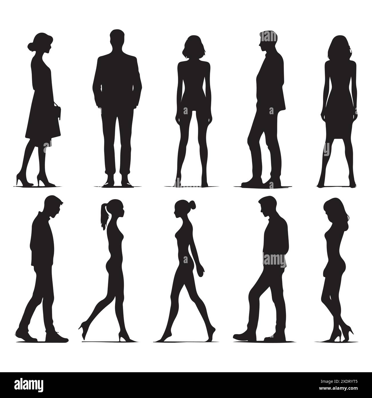 Silhouette set of a person from head to toe Stock Vector Image & Art ...