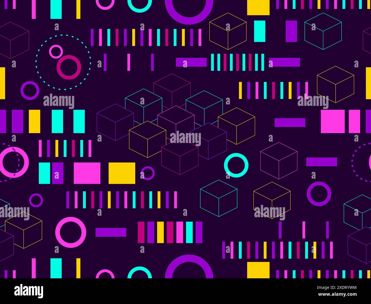 Cyberpunk seamless pattern in 80s and 90s retro futurism style. Signal ...