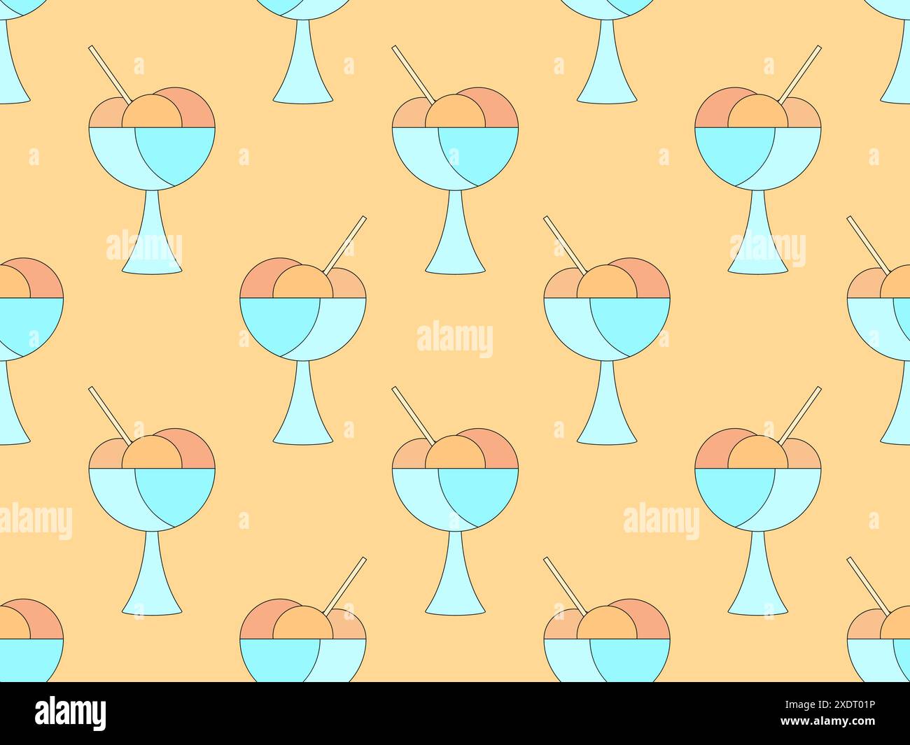 Ice cream in a glass seamless pattern. Ice cream balls in a glass with ...