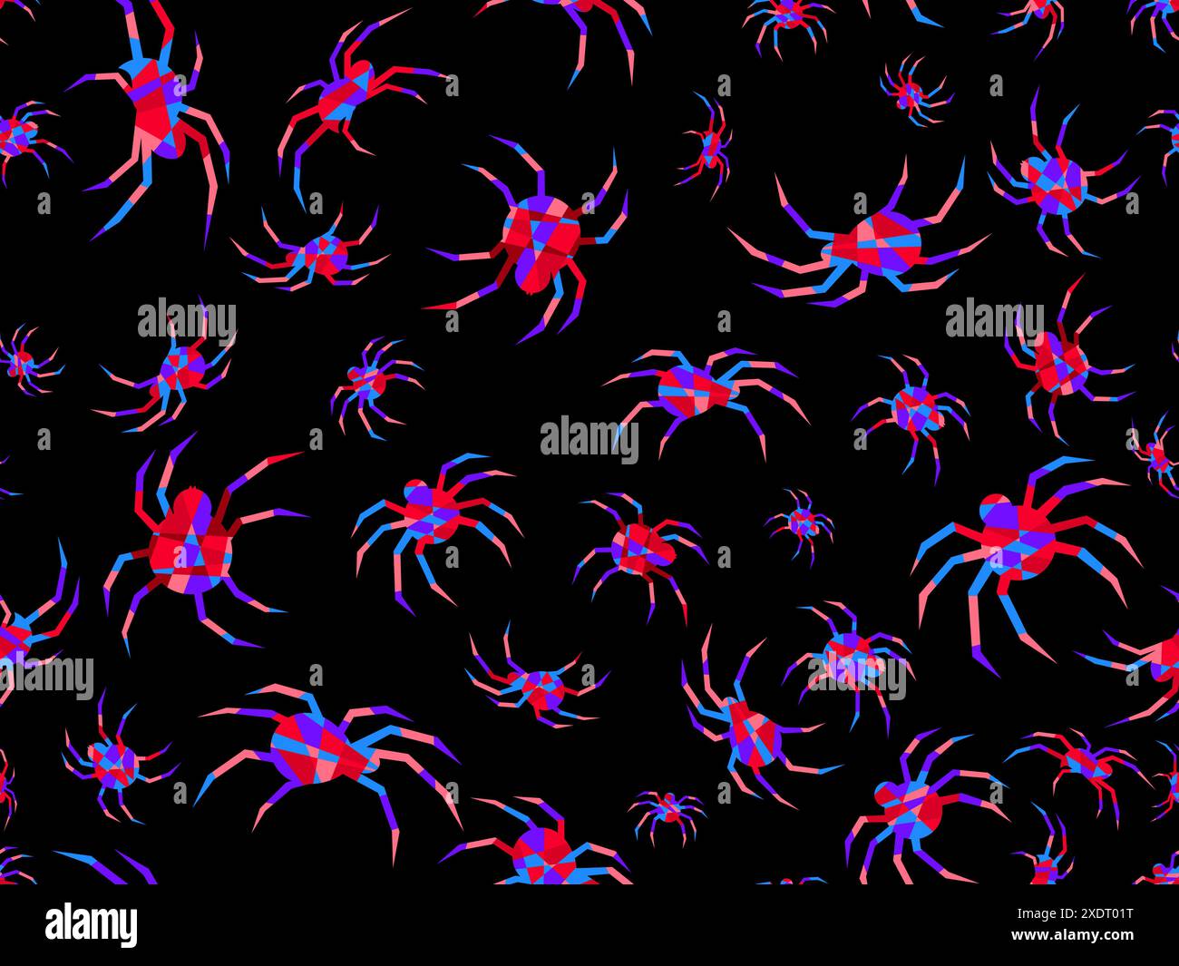 Seamless pattern of polygonal spiders. Silhouettes of spiders on a ...