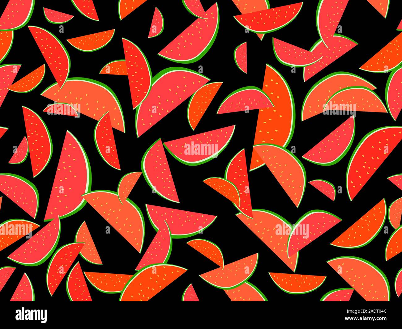 Watermelon seamless pattern. Triangular slices of watermelon. Sliced ...