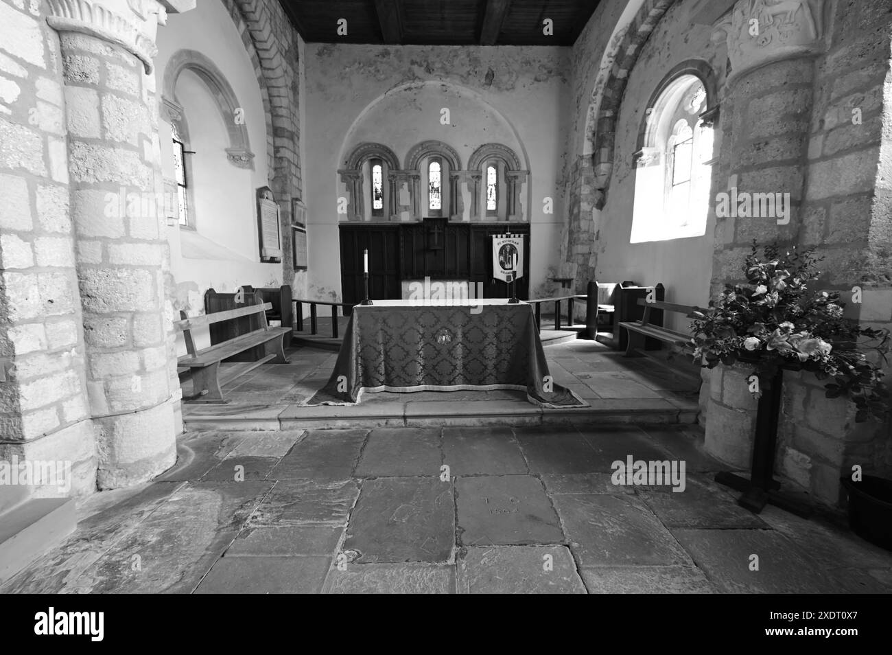The inside of Bramber church which was built in 1073 by Willian De ...