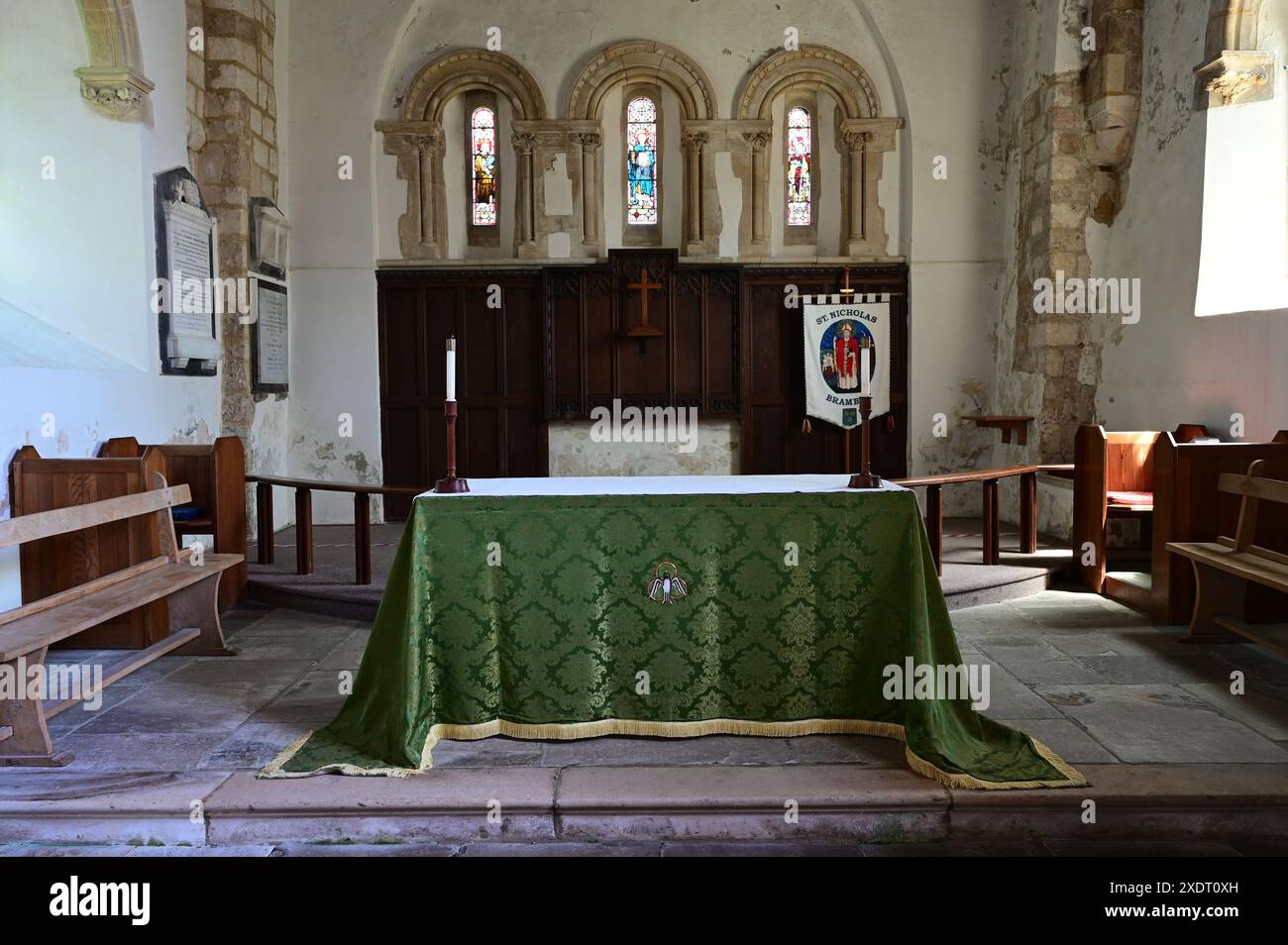 The inside of Bramber church which was built in 1073 by Willian De ...