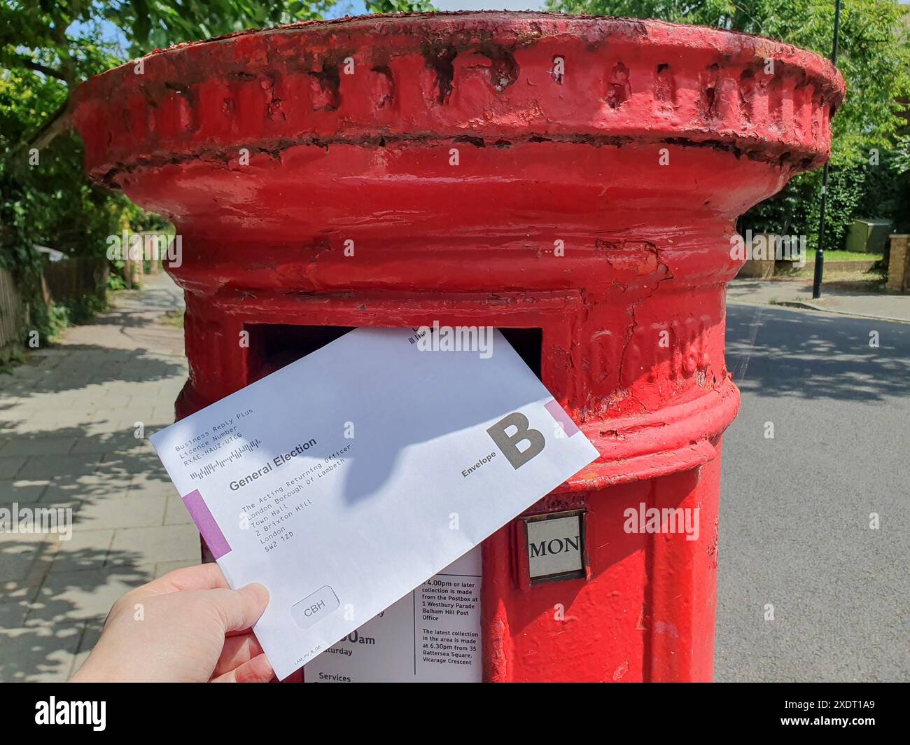 London, UK, 24 June 2024: A postal vote for the 2024 general election ...