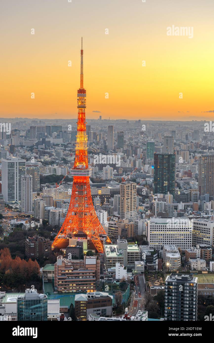 Tokyo cityscape with Tokyo Tower at dusk Stock Photo - Alamy