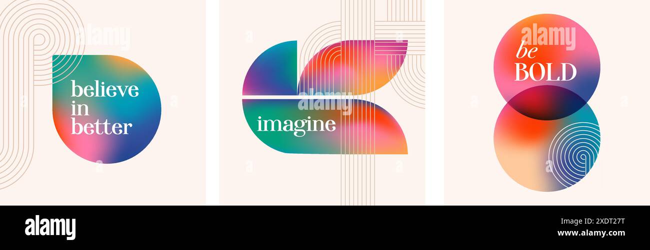 Colorful modern minimalist posters, prints with lettering design ...