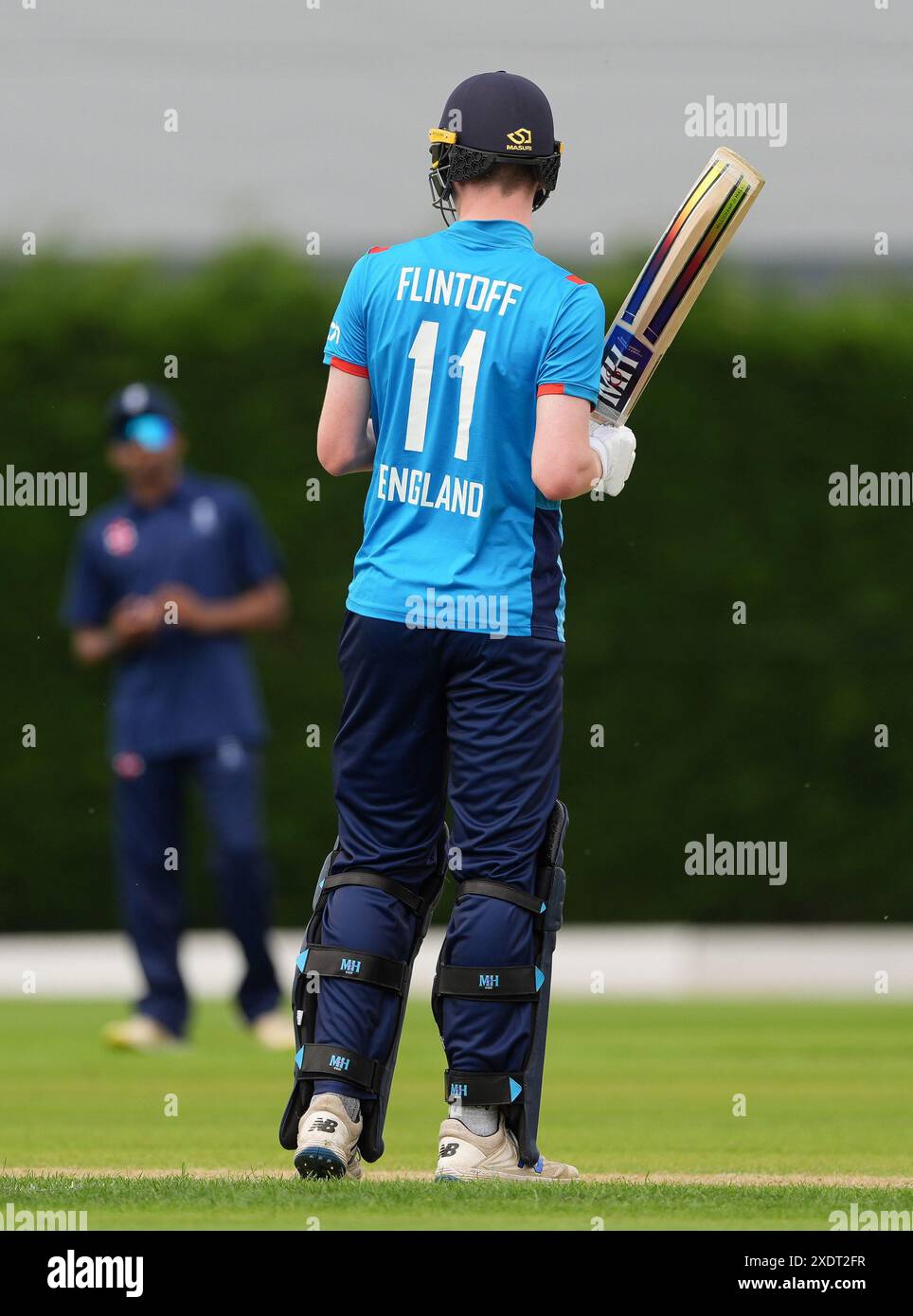 England's Rocky Flintoff batting during the warm-up match at the ...