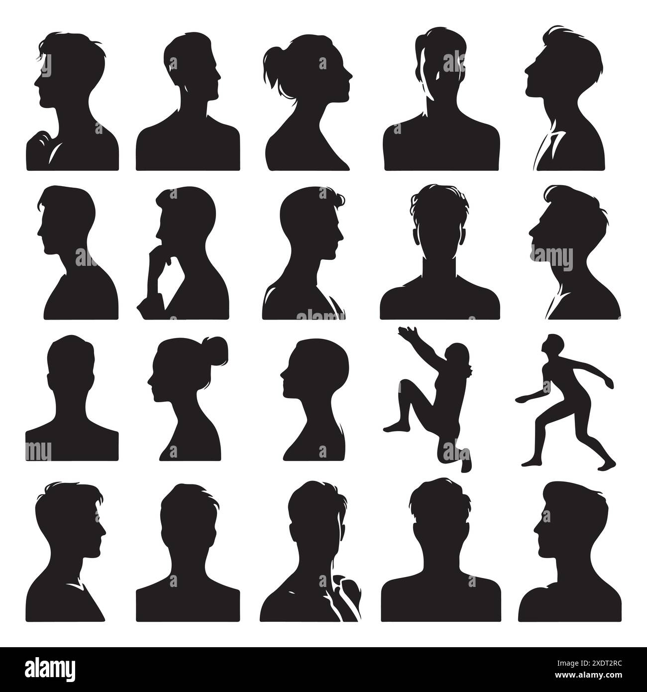 Silhouette set of a person head and shoulders Stock Vector Image & Art ...