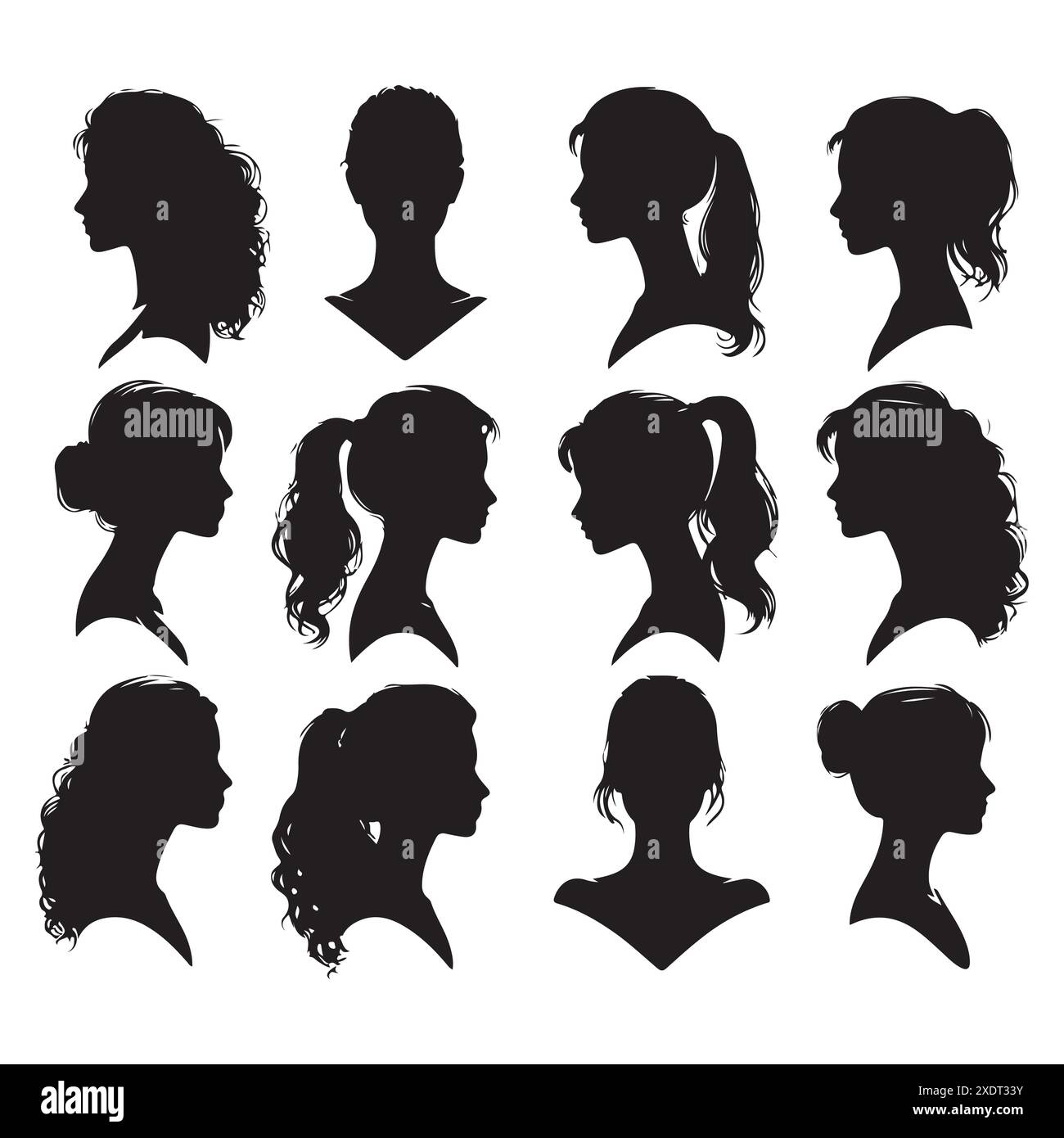 Silhouette set of a person head and shoulders Stock Vector Image & Art ...