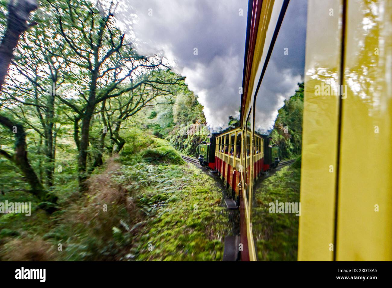 The Vale of Rheidol steam train, In Wales, traveling through woodland ...