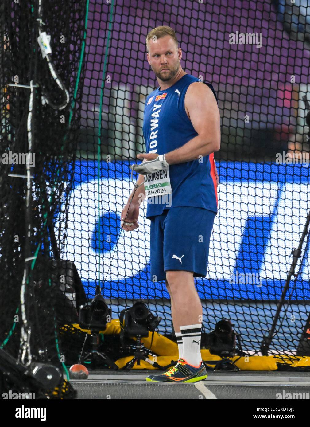 Eivind Henriksen of Norway competing in the men’s hammer final at the ...