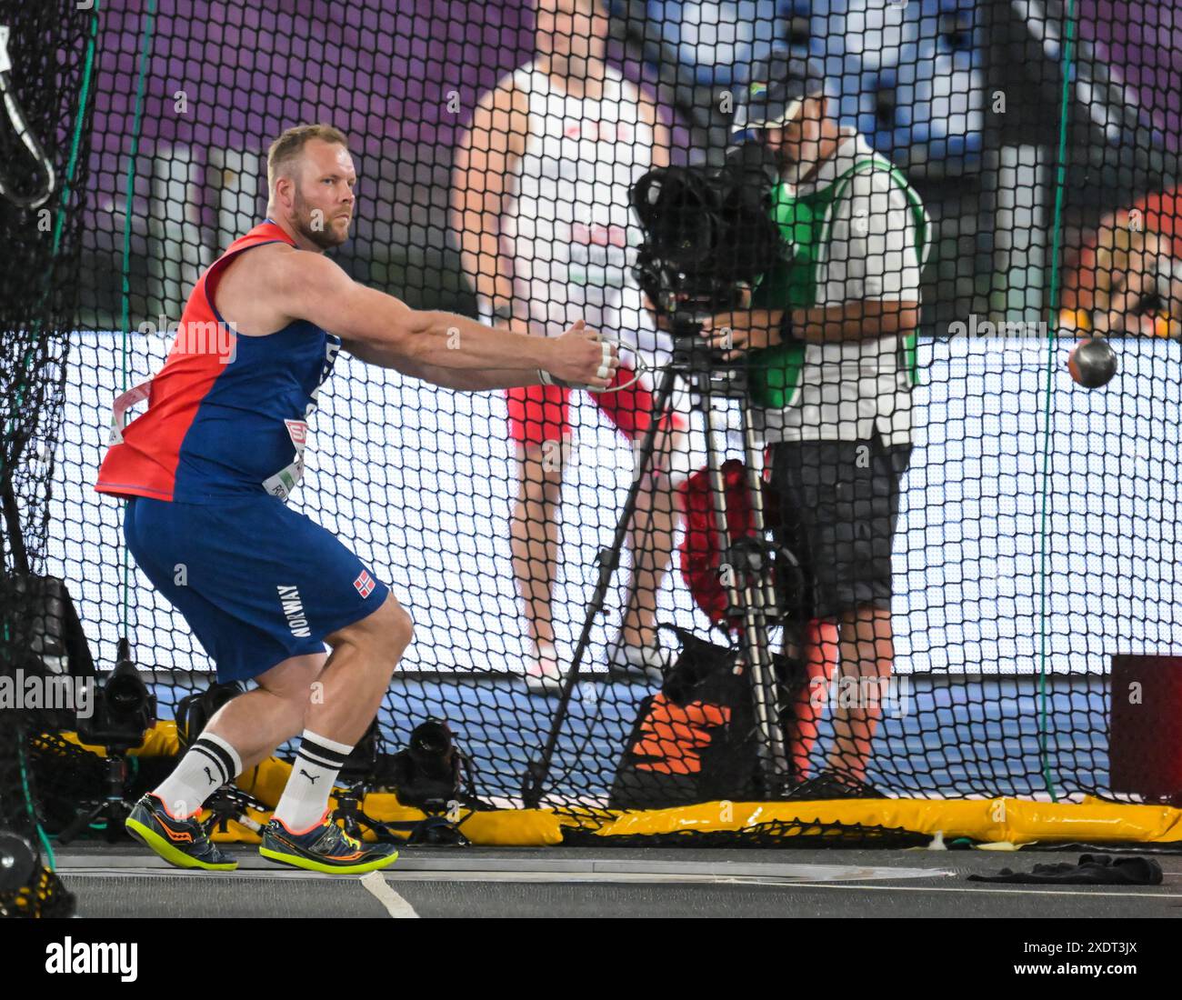 Eivind Henriksen of Norway competing in the men’s hammer final at the ...