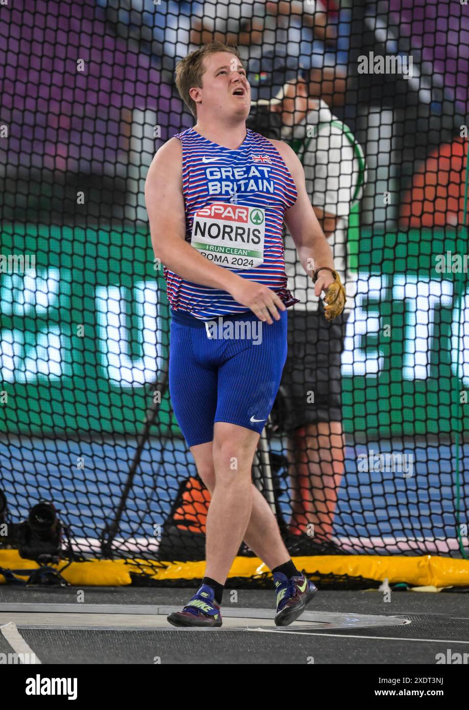 Jake Norris of Great Britain competing in the men’s hammer final round ...