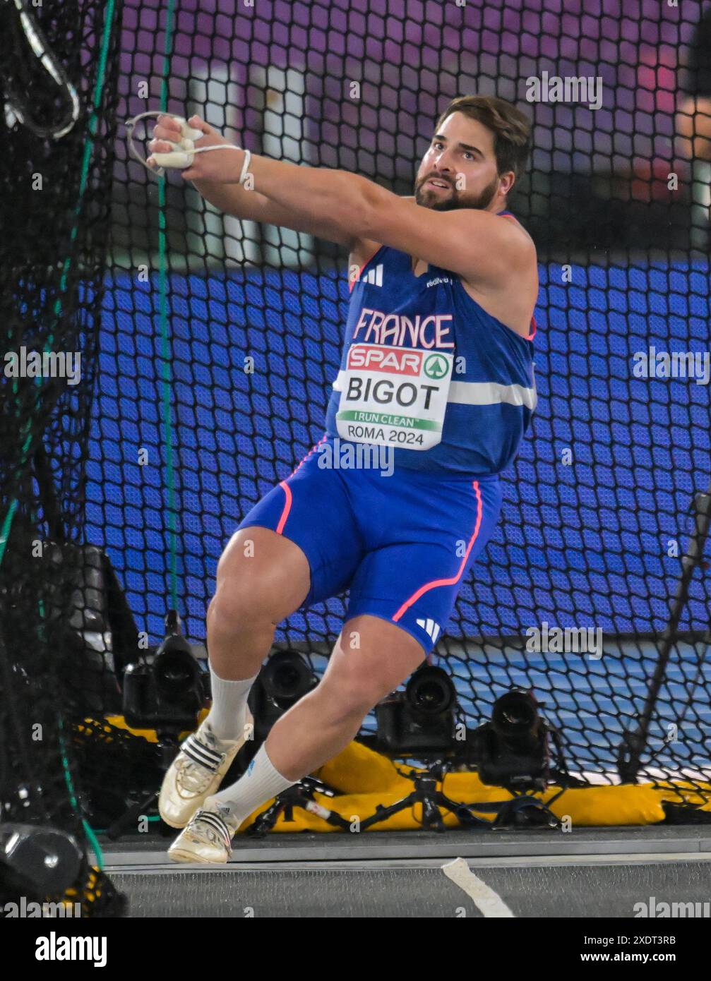 Quentin Bigot of France competing in the men’s hammer final at the ...