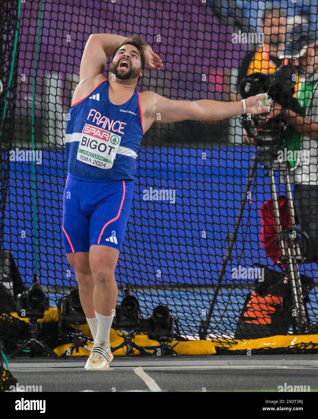 Quentin Bigot of France competing in the men’s hammer final at the ...