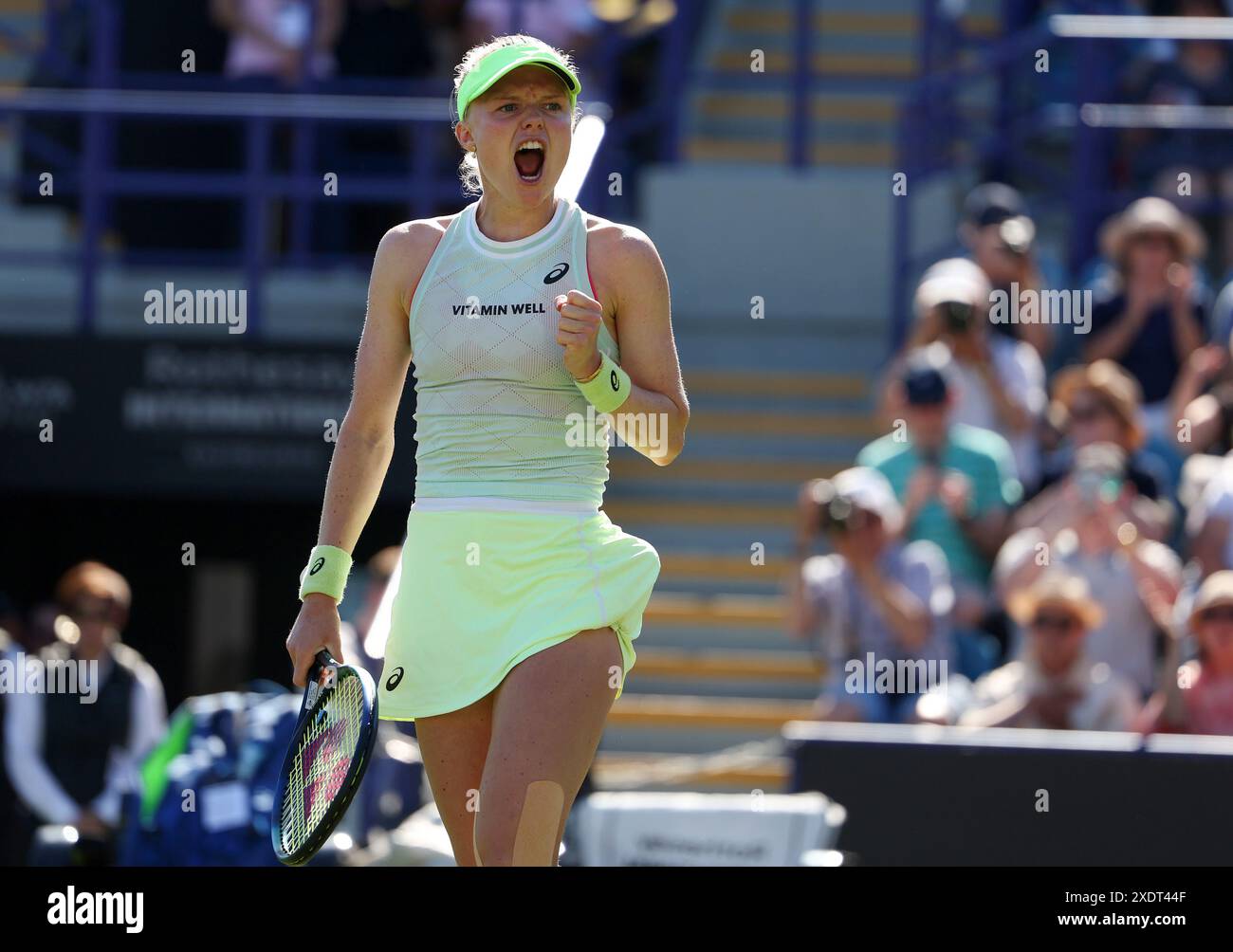 Harriet Dart celebrates victory over Marie Bouzkova (not pictured) on ...