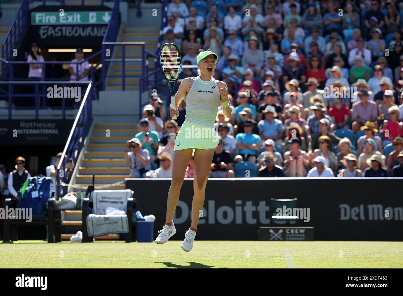 Harriet Dart celebrates victory over Marie Bouzkova (not pictured) on ...