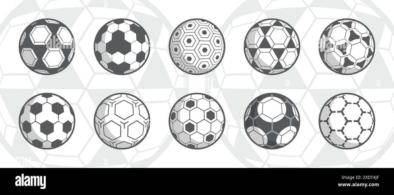 Ball icons. Simple soccer play team. Football kick and goal. Athletic ...