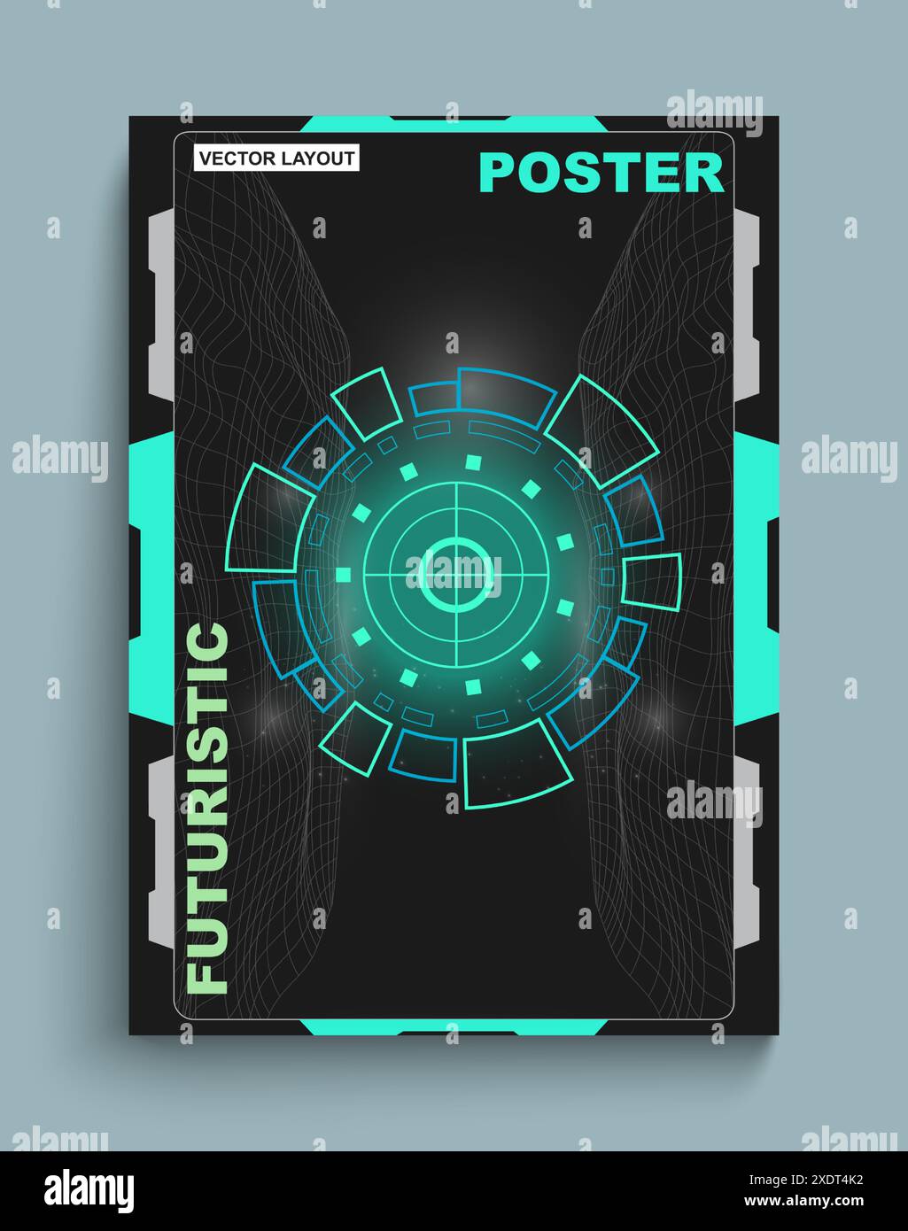 Grunge poster. Digital viewfinder. Space stars. Cyber frame. Game ...